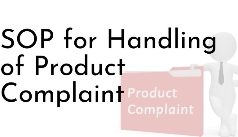 SOP for Handling of Product Complaint OR Customer Complaint OR Market ...